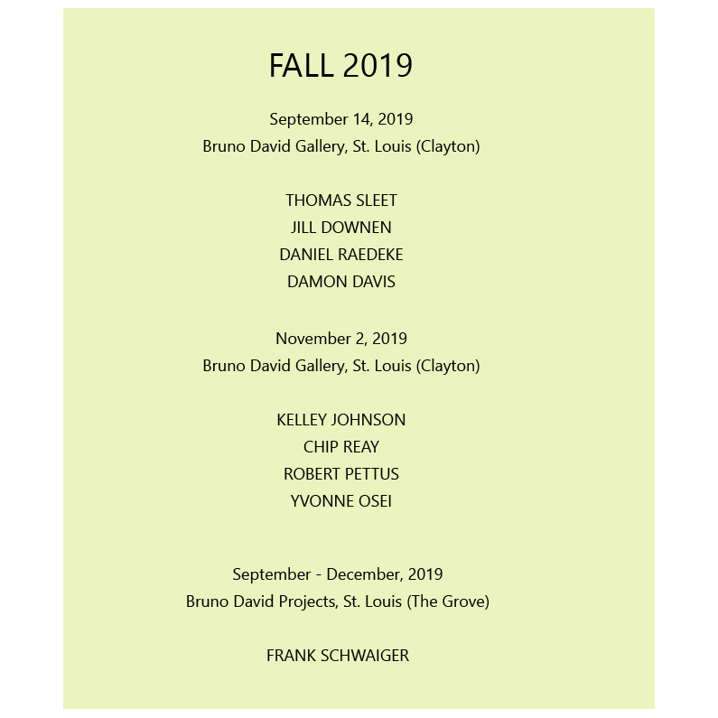 2019 Fall Schedule – GOOD ART NEWS